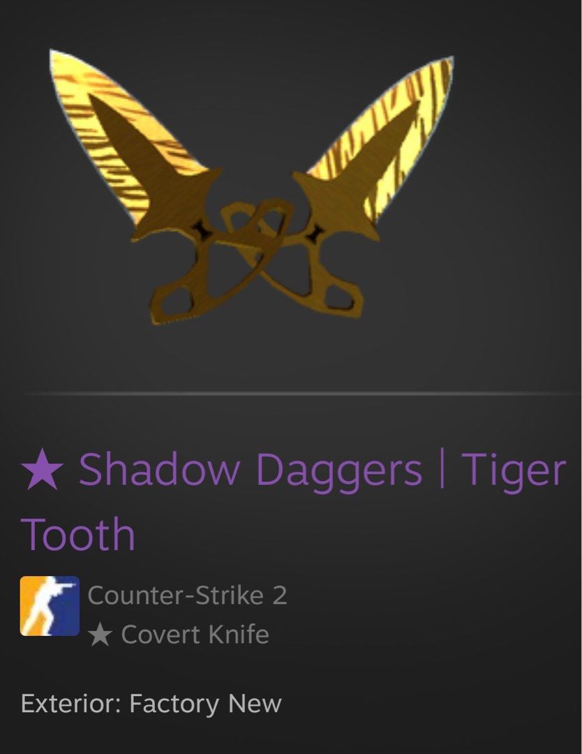 CS2/CSGO - Shadow Dagger Tiger Tooth FN, Video Gaming, Gaming ...