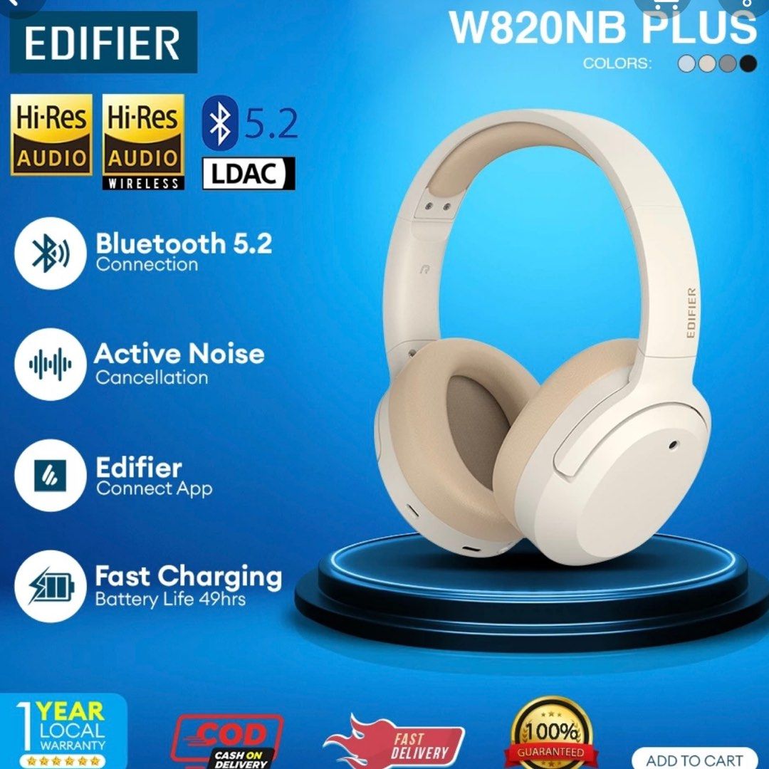 Edifier W820NB Plus (Ivory), Audio, Headphones & Headsets on Carousell