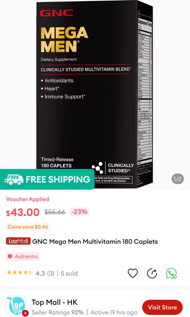 [EXP:Jul-2024] GNC Mega Men Multivitamin 180 Caplets, Health ...
