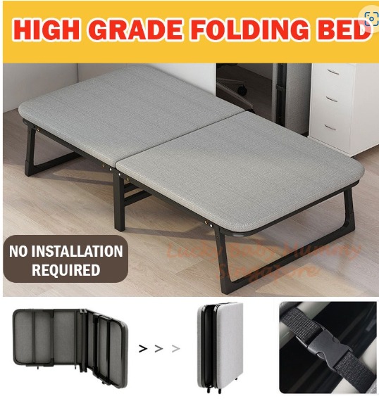 Foldable Single Bed - 70cm wide with mattress, Furniture & Home Living ...