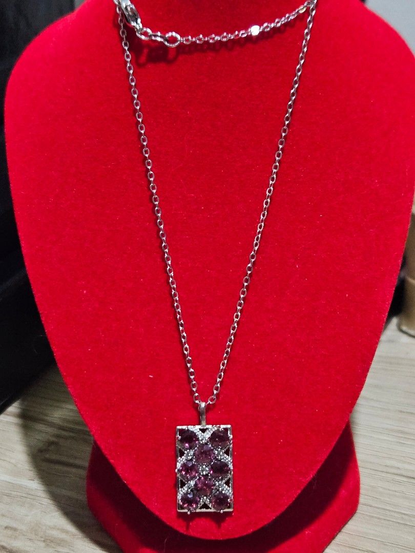 Garnet Stone Necklace, Women's Fashion, Jewelry & Organizers, Necklaces ...