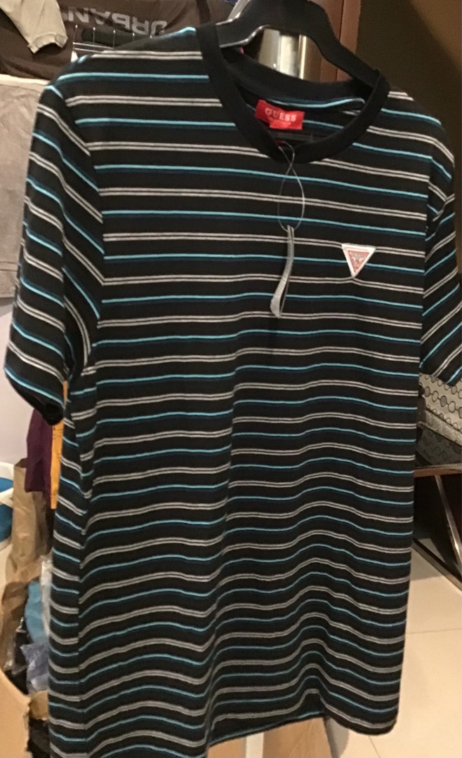Guess stripe mall pullout with wash tag, Men's Fashion, Tops & Sets ...