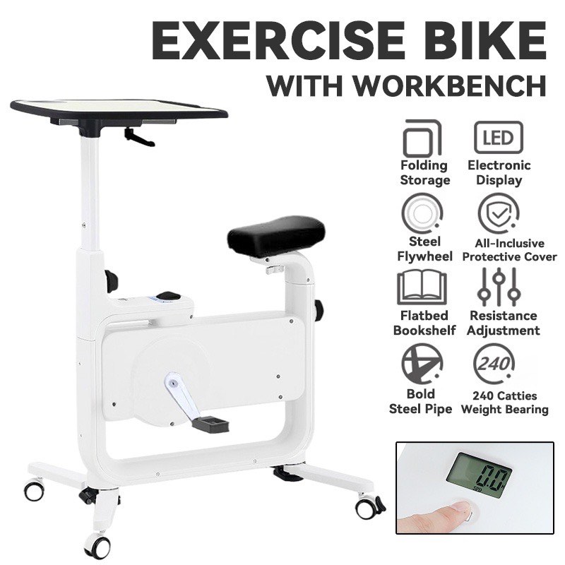 Home Office Exercise Bike with Work Bench Spinning, Sports Equipment ...