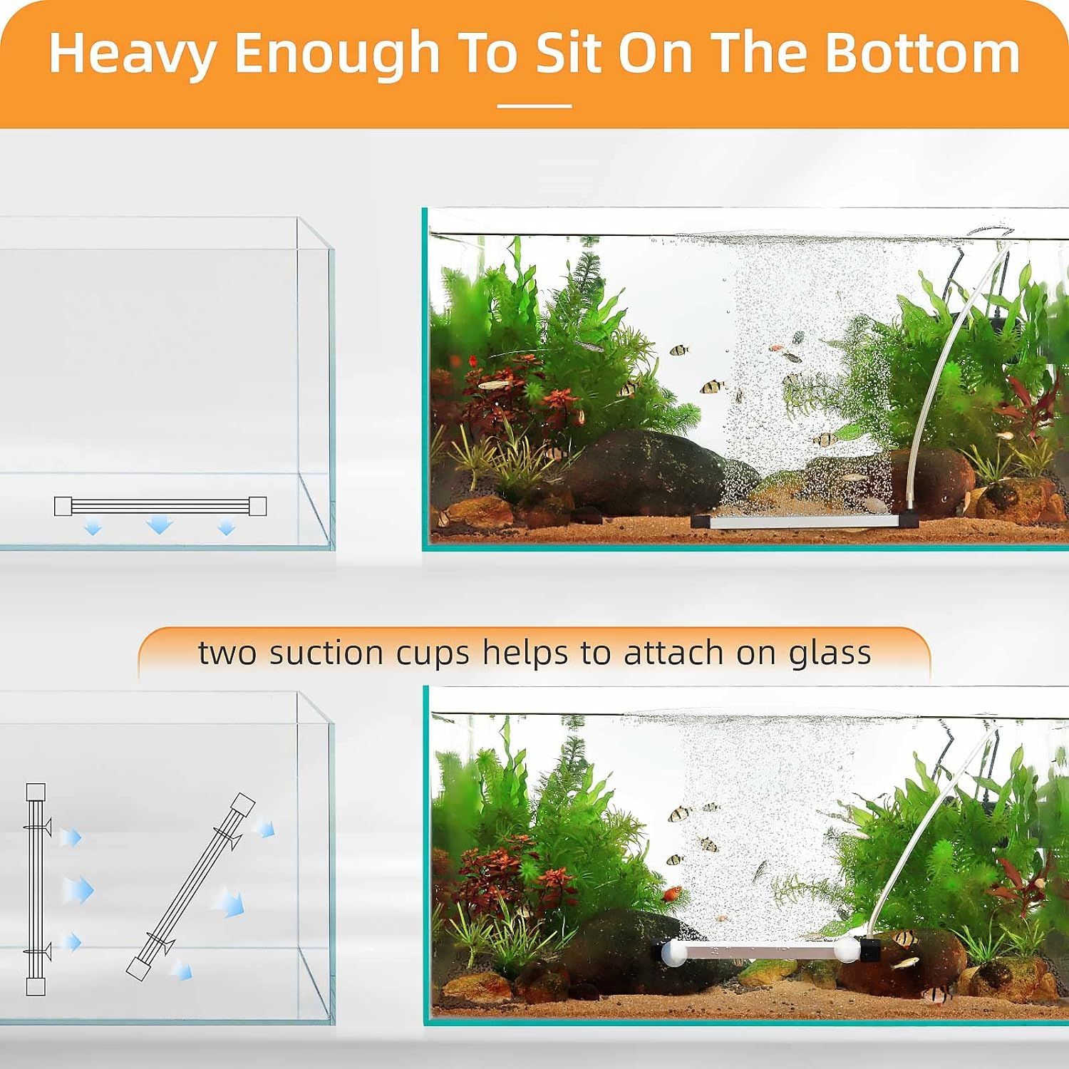 hygger Aquarium Bubbler Air Stone Bar Kit, Air Bubble Wand Fish Tank ...