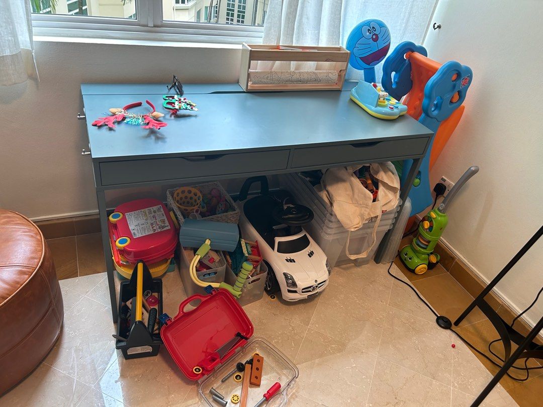 IKEA ALEX grey-turquoise desk, Furniture & Home Living, Furniture ...