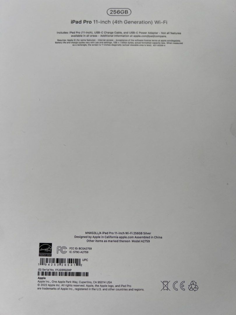 【美版】IPAD PRO 11" 4TH GEN M2 CHIPS 2022 WI-FI 256GB Silver, 手提電話, 平板電腦 ...