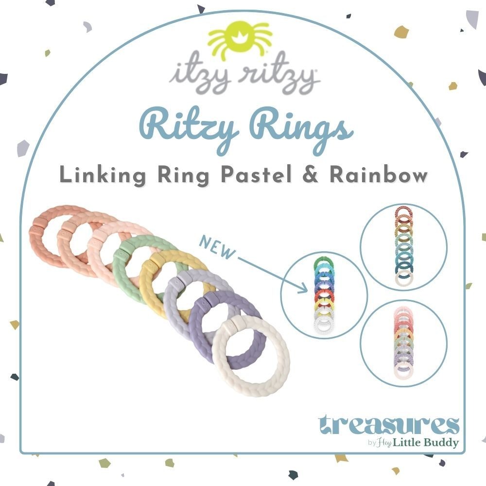 Itzy Ritzy Rings Linking Ring Set 3 Months Plastic 8 Pastel Neutral ...