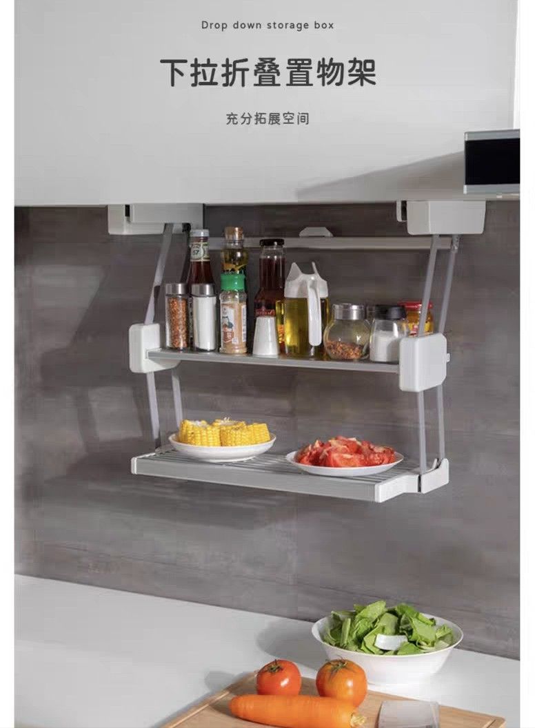 Kitchen Storage disk rack shelving foldable drop down, Furniture & Home ...