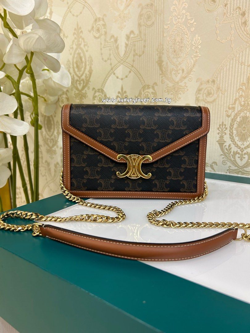 LNIB Celine Wallet on Chain WOC Margo in Triomphe Canvas & Calf GHW ...