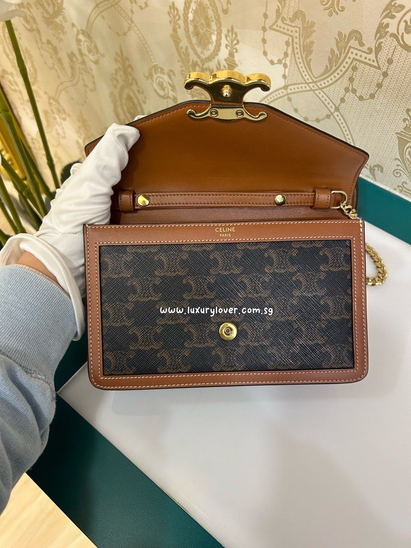 LNIB Celine Wallet on Chain WOC Margo in Triomphe Canvas & Calf GHW ...