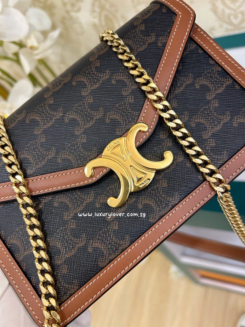 LNIB Celine Wallet on Chain WOC Margo in Triomphe Canvas & Calf GHW ...