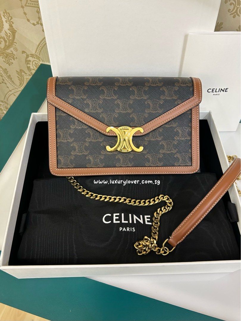 LNIB Celine Wallet on Chain WOC Margo in Triomphe Canvas & Calf GHW ...