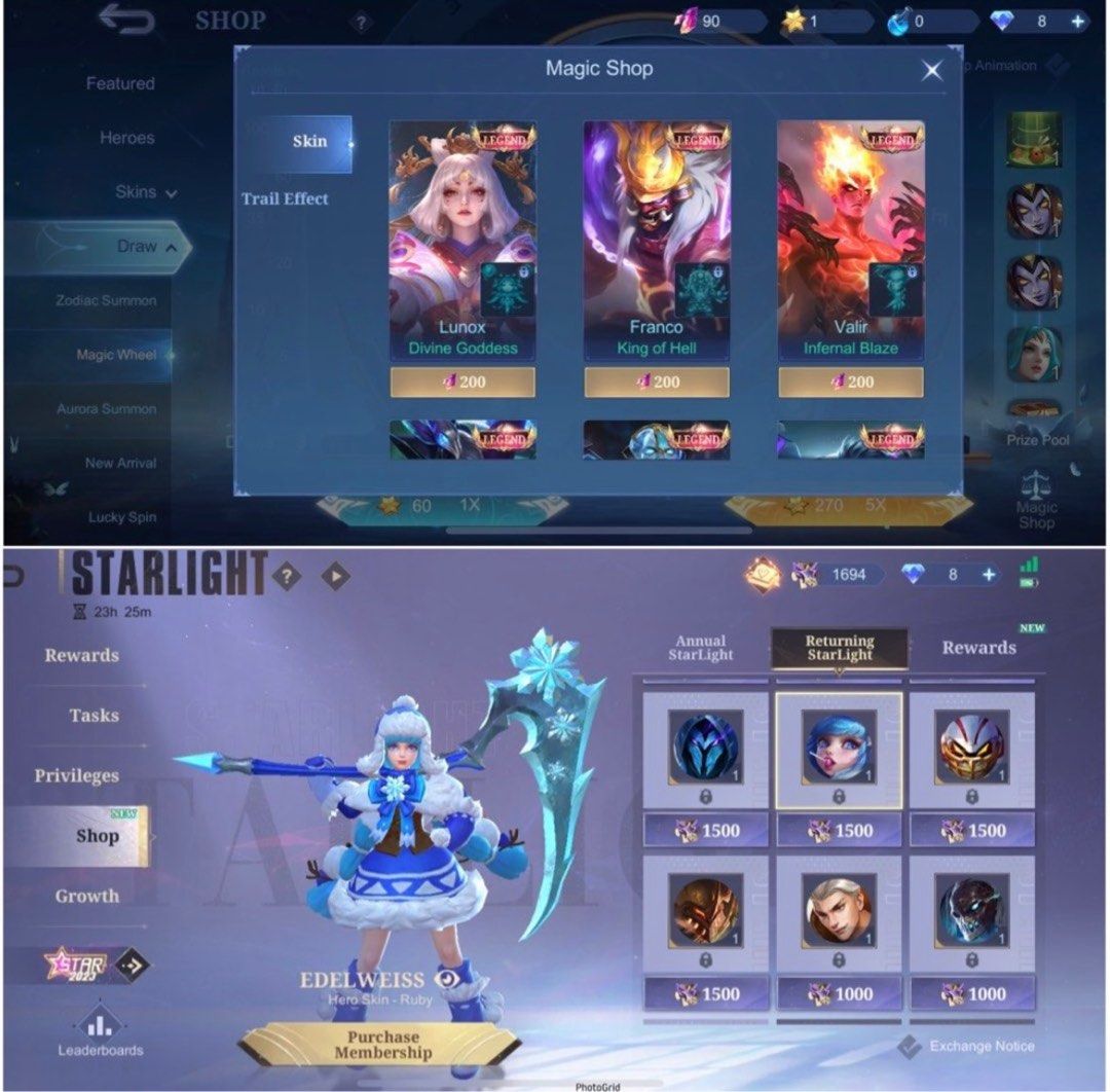 MLBB Account - Angela COLLECTORS/Kagura ASTAR/CLOUDS/Claude SANRIO Etc ...