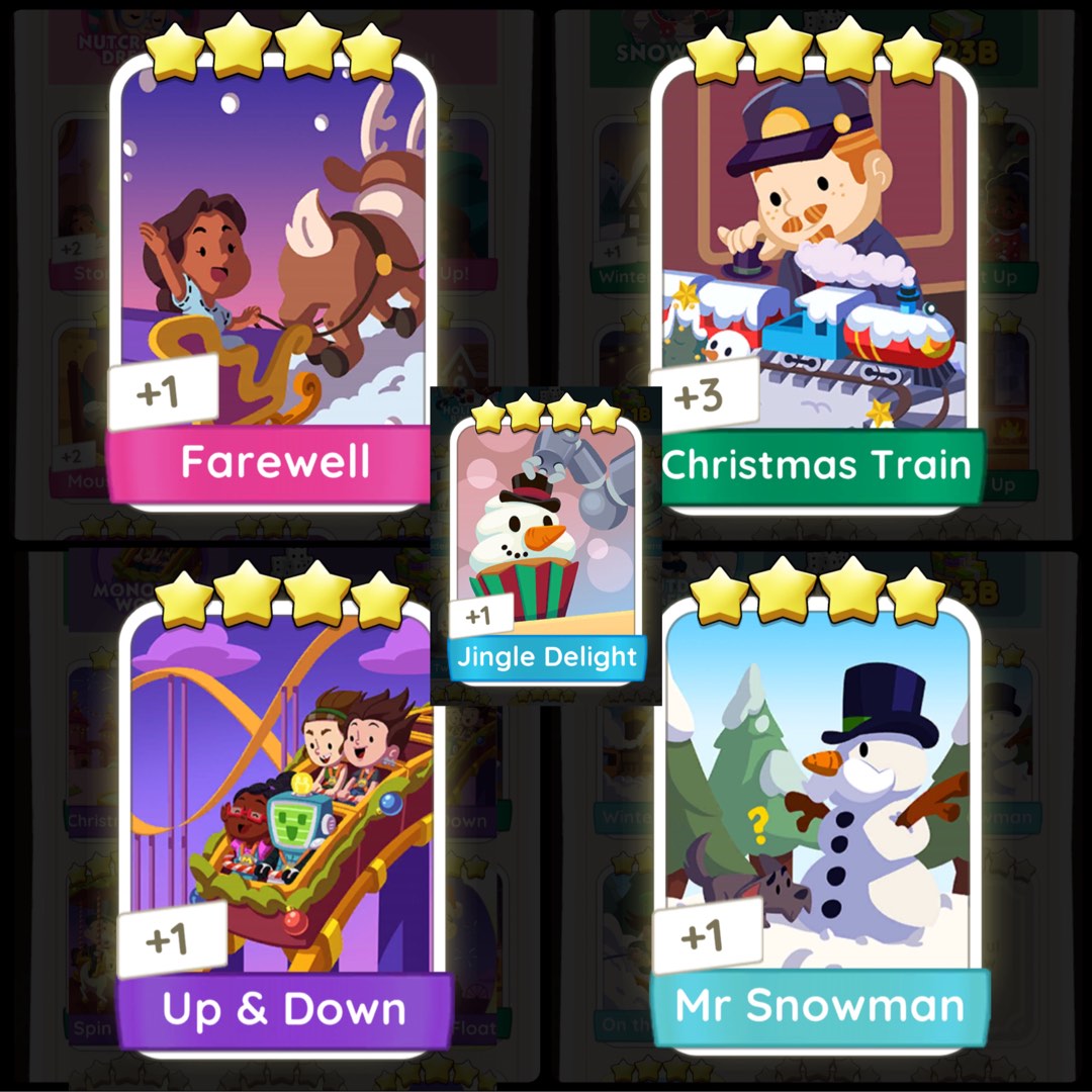 Monopoly Go Farewell, Jingle Delight, Christmas Train, Up and Down, Mr ...