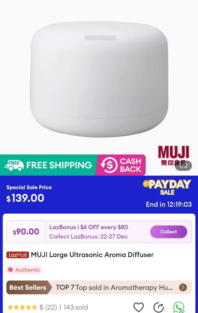 MUJI Aroma Diffuser (Large), Furniture & Home Living, Home Fragrance on ...