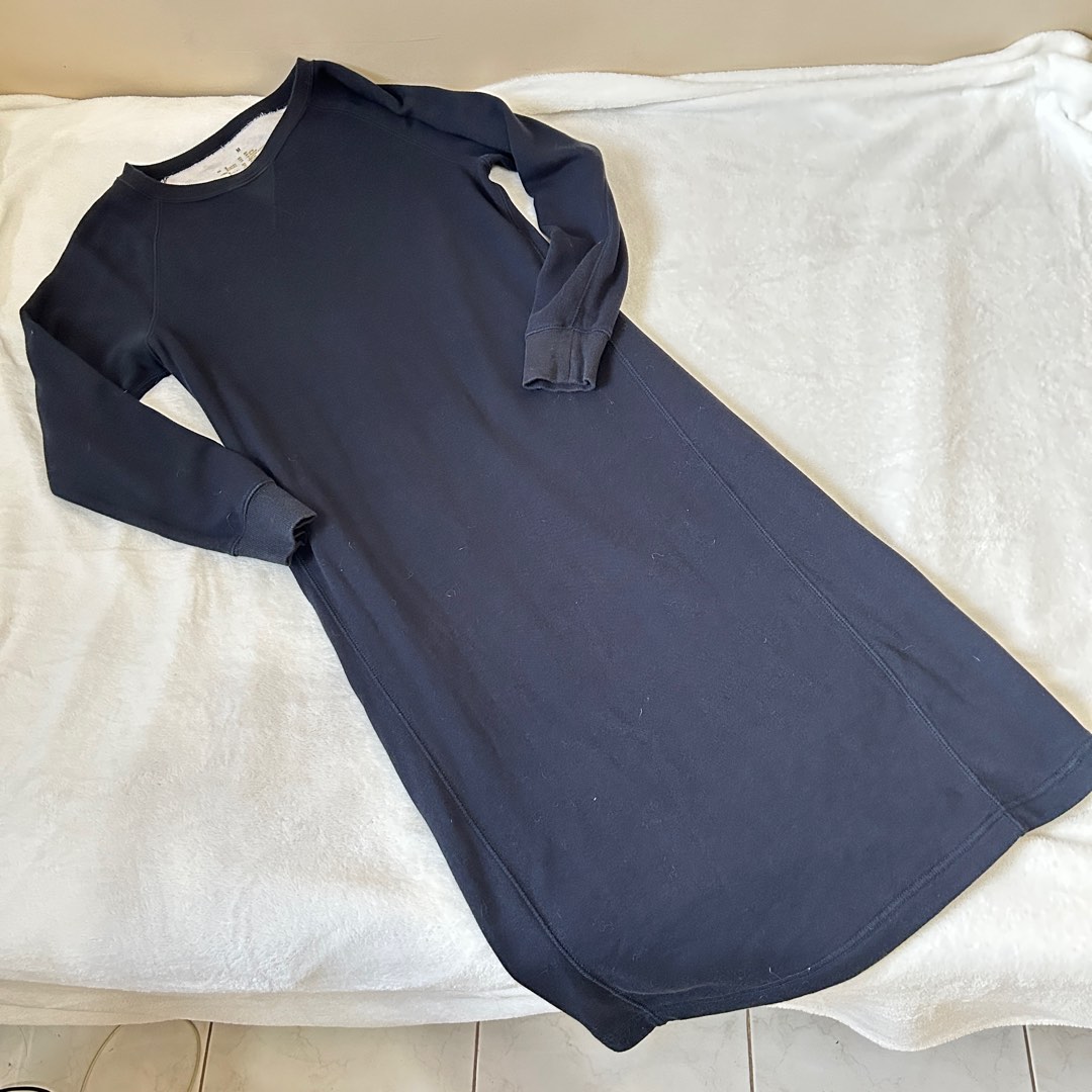 MUJI Basic Dark Blue Longsleeve Dress, Women's Fashion, Dresses & Sets ...