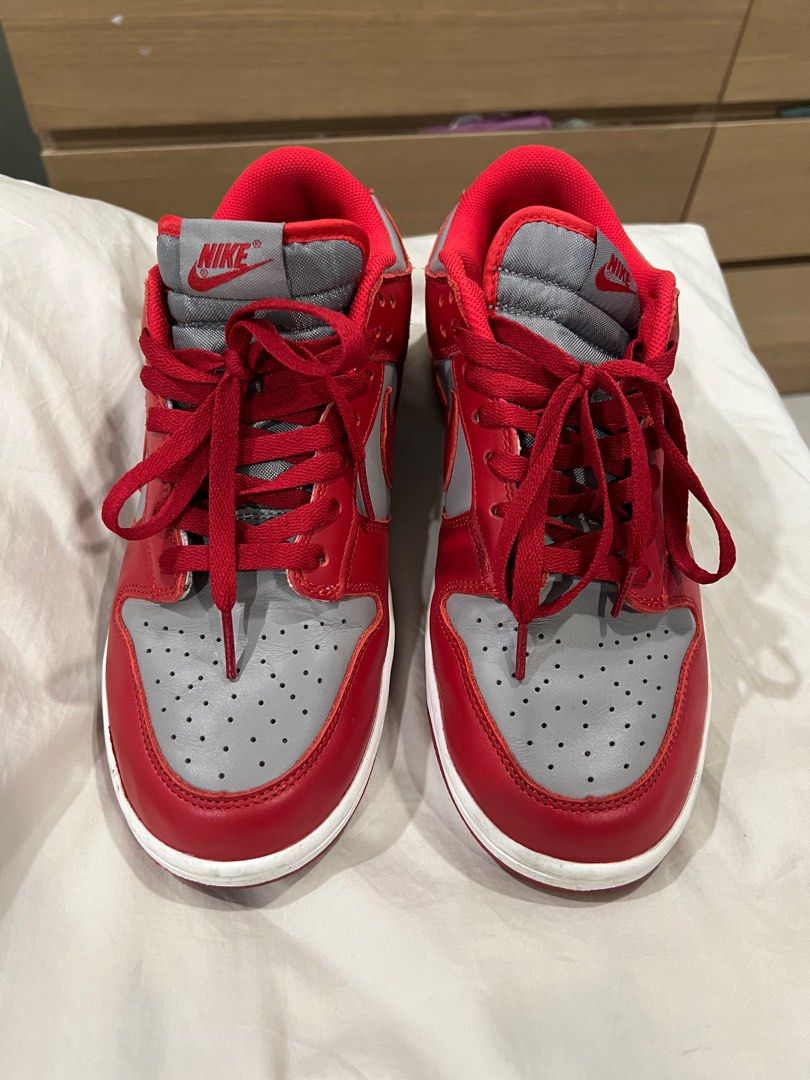 Nike Dunk Low Varsity Red, Grey Sneakers, Men's Fashion, Footwear ...