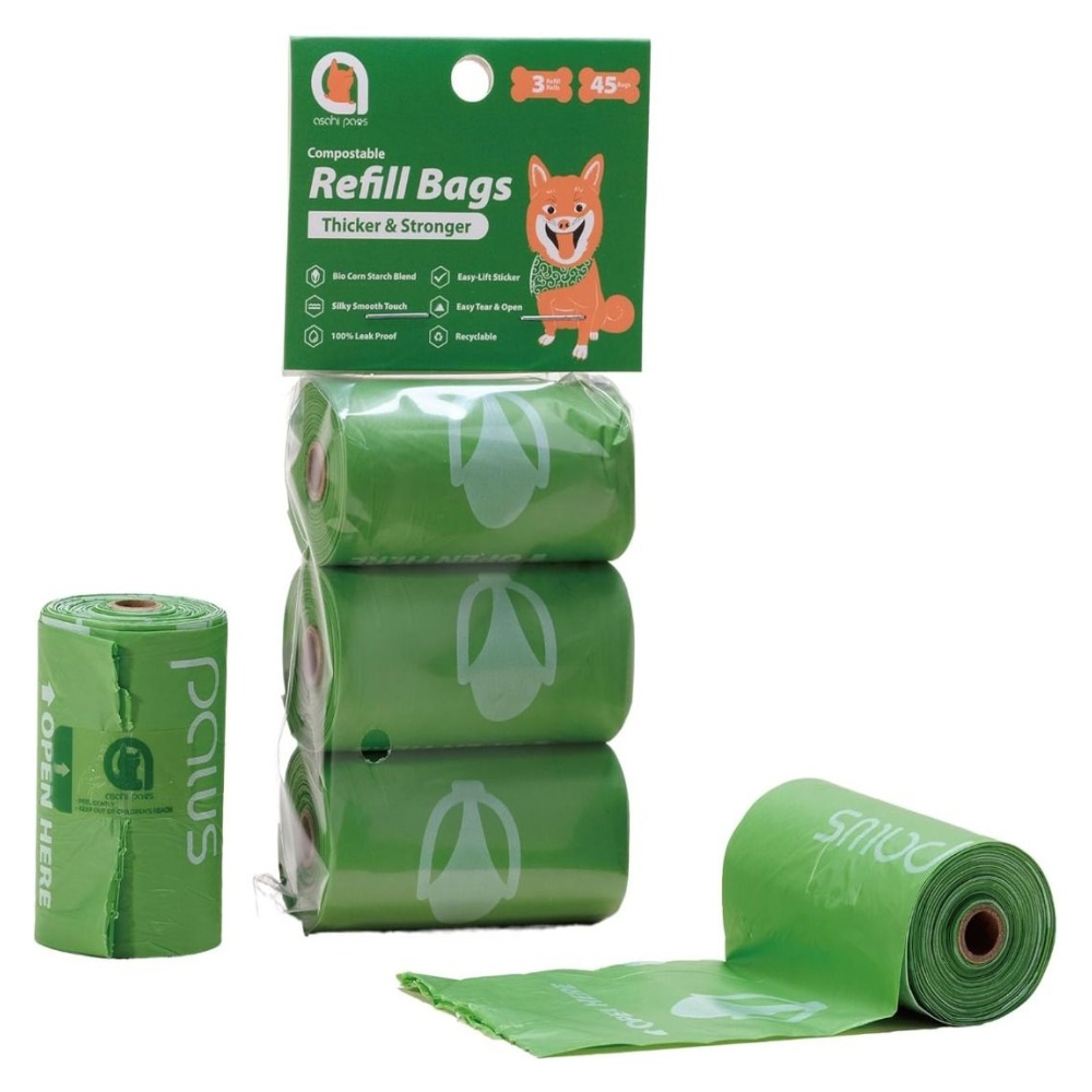 Paws Compostable Poop Waste Bag - Plant Based 100% Biodegradable - Leak ...