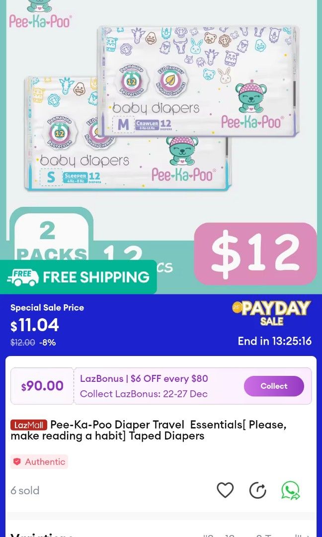 Peekapoo diapers (newborn and small) - 19 packs x 12, Babies & Kids ...