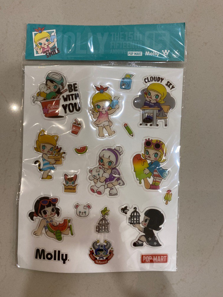 Pop Mart Molly The 15th Anniversary Sticker, Hobbies & Toys ...
