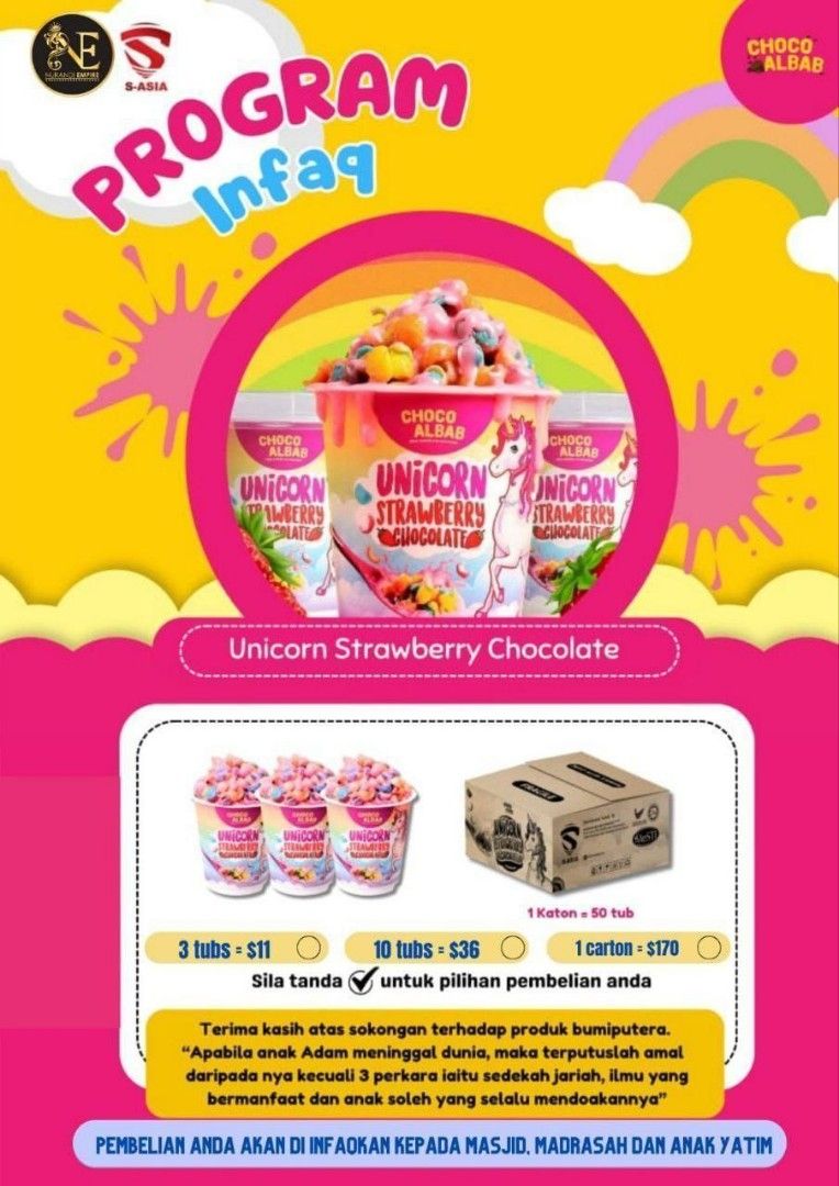 Program Infaq Jumaat bersama Choco Albab, Food & Drinks, Packaged ...