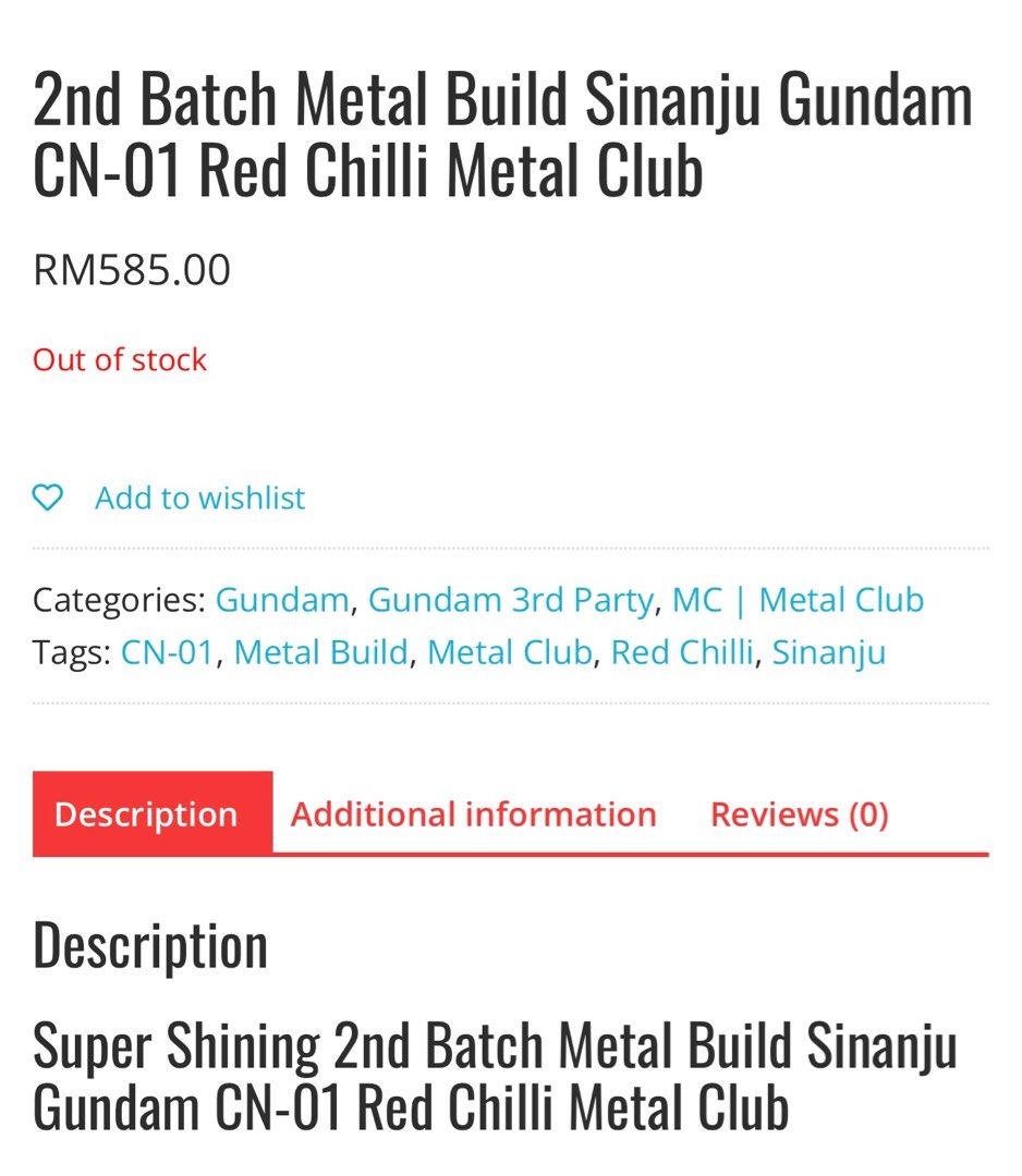 Red Chili metal build Sinanju gundam, Hobbies & Toys, Toys & Games on ...