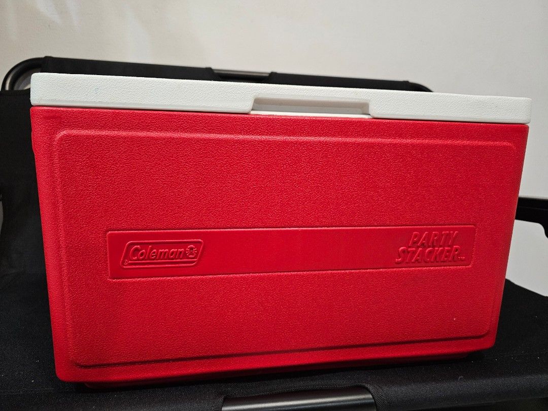 Red Coleman 33 quart party stacker cooler box, Sports Equipment, Hiking ...