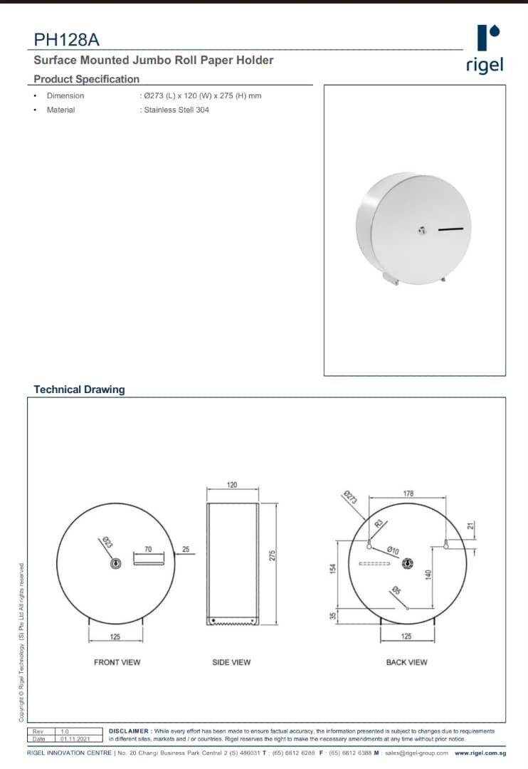 RIGEL Jumbo Roll Toilet Tissue Holder, Furniture & Home Living ...