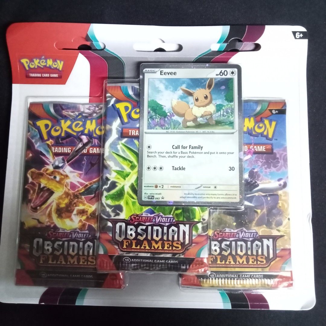 (2 left) Sealed obsidian flames eevee blister packs pokemon tcg ...