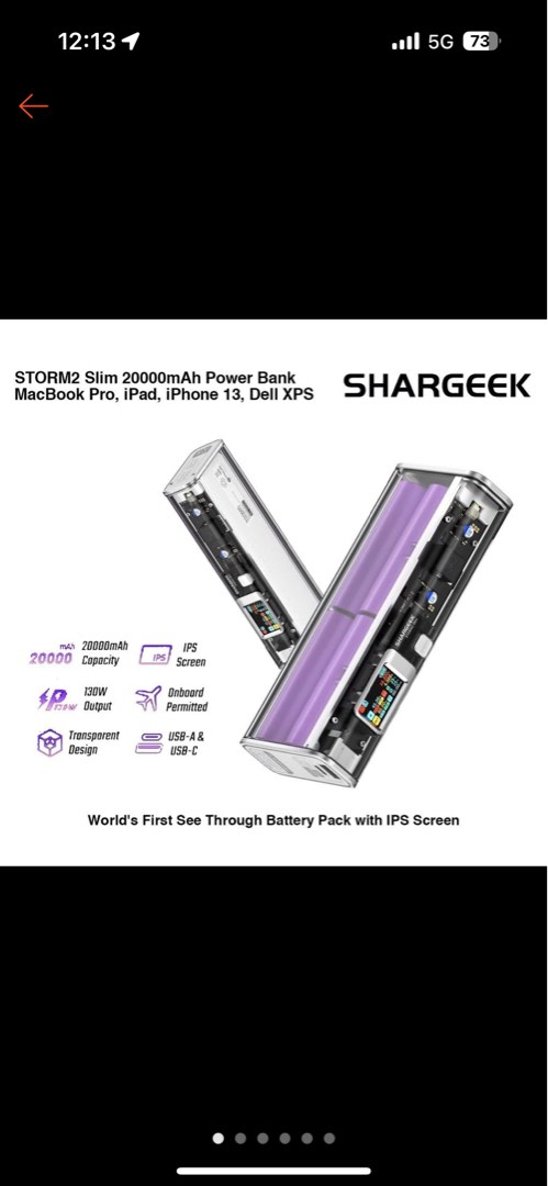 Shargeek Sharge STORM2 Slim 130W 20000mAh 72Wh Laptop Power Bank, See ...