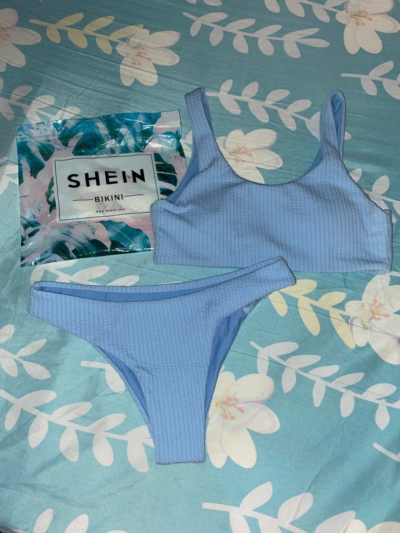 SHEIN TWO-PIECE LIGHT BLUE BIKINI SWIMSUIT, Women's Fashion, Swimwear ...