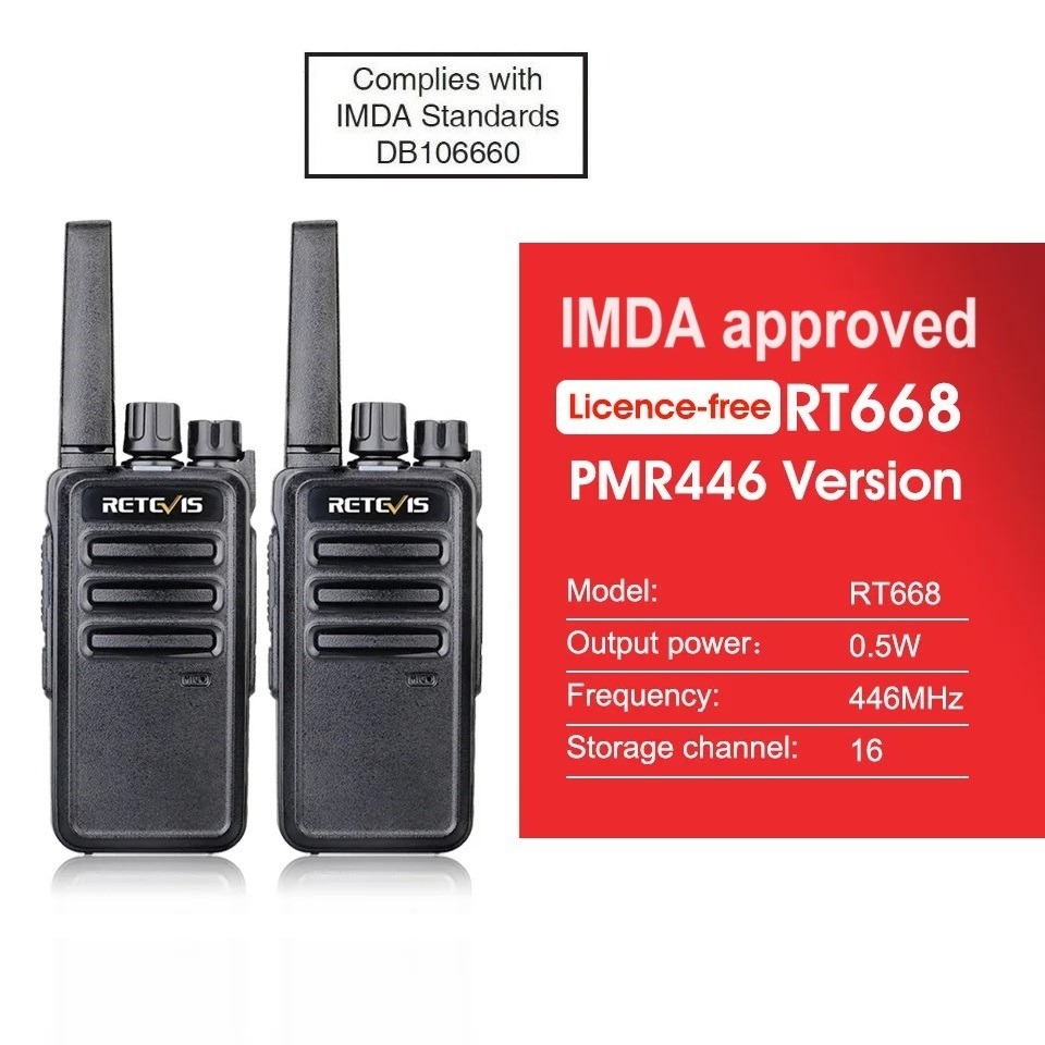 Singapore ready stock, IMDA approved, license free Retevis RT668 PMR446 ...