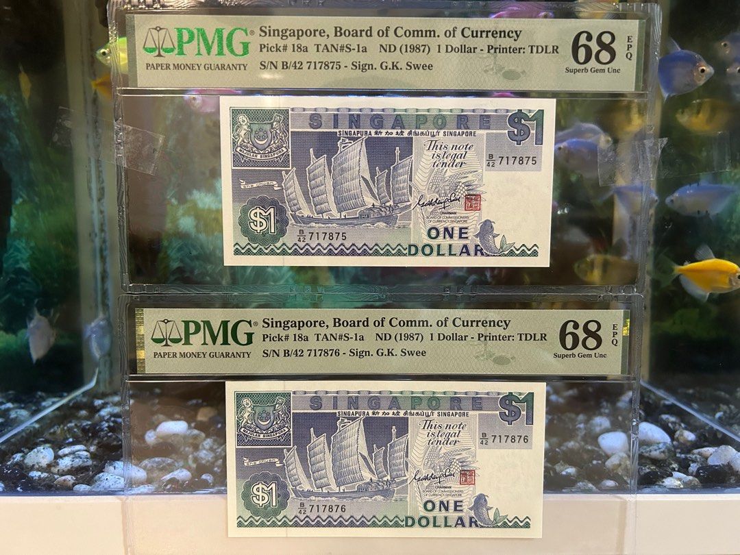 Singapore Ship $1 - 2 run, sign by GKS graded PMG 68EPQ, Hobbies & Toys ...