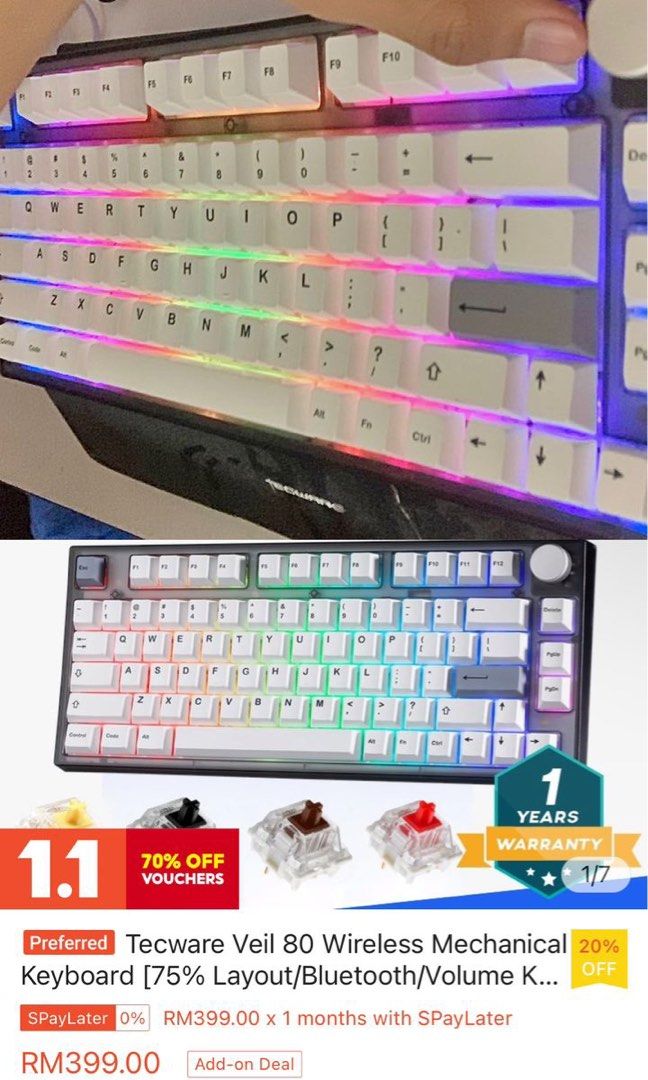 TECHWARE Veil 80 Mechanical Keyboard (Can nego), Computers & Tech ...