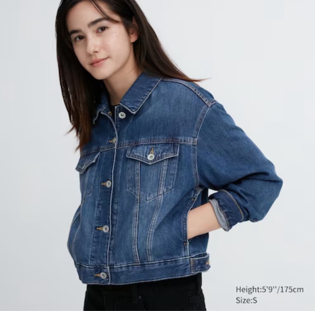 Uniqlo Blue Denim Jacket, Women's Fashion, Coats, Jackets and Outerwear ...