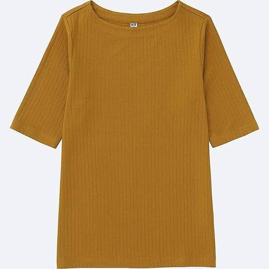 UNIQLO rib boat neck half sleeve top, Women's Fashion, Tops, Blouses on ...