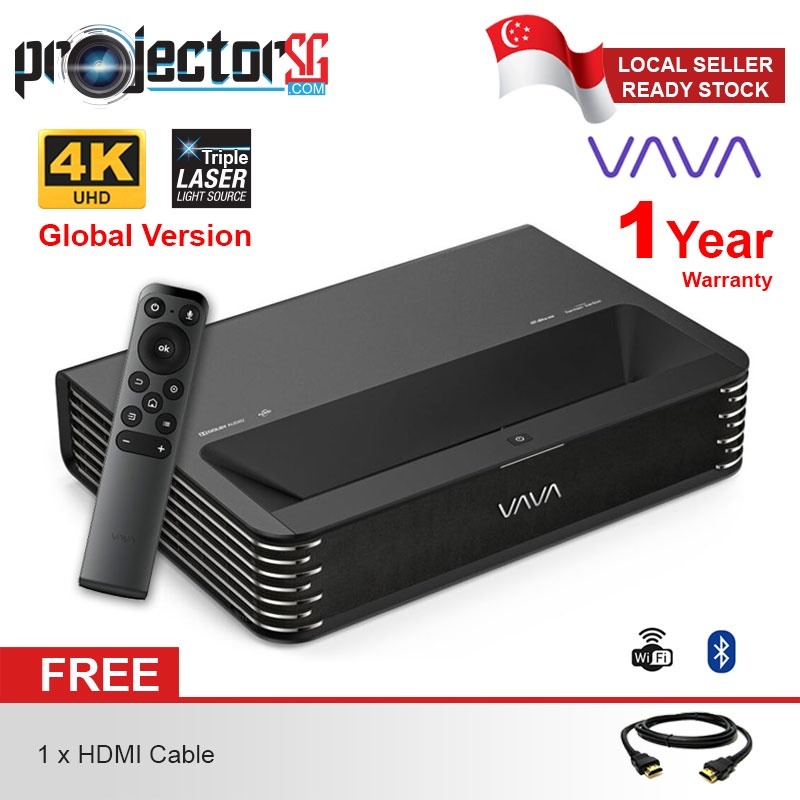 VAVA Chroma VA-SP003 Triple Laser 4K UHD Ultra Short Throw Home Theater Projector, 2500 Ansi ...
