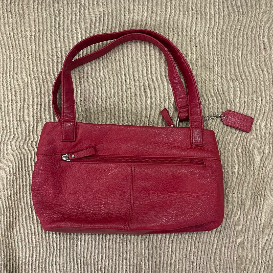 Vintage Chic Red Leather Baguette Shoulder Bag, Women's Fashion, Bags ...
