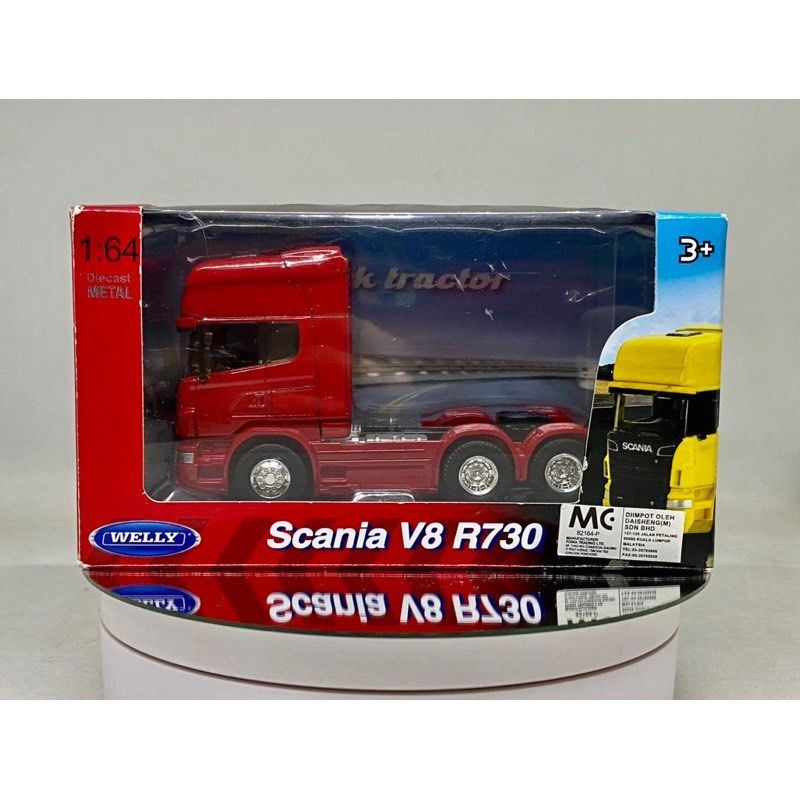 Welly SCANIA V8 R730 Truck Tractor Red Trailer Transporter Pickup Truck ...