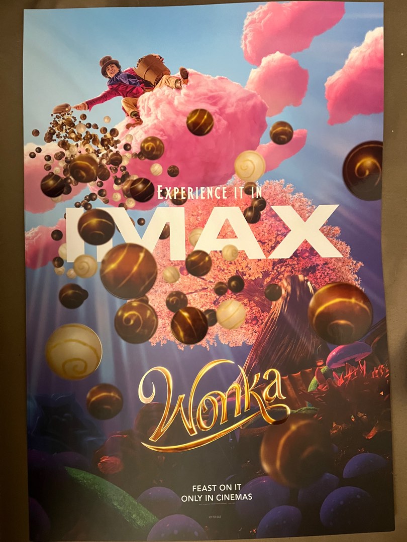 Wonka imax movie poster + pin, 興趣及遊戲, 手作＆自家設計, 文具及工藝 - 畫作及印刷品 - Carousell