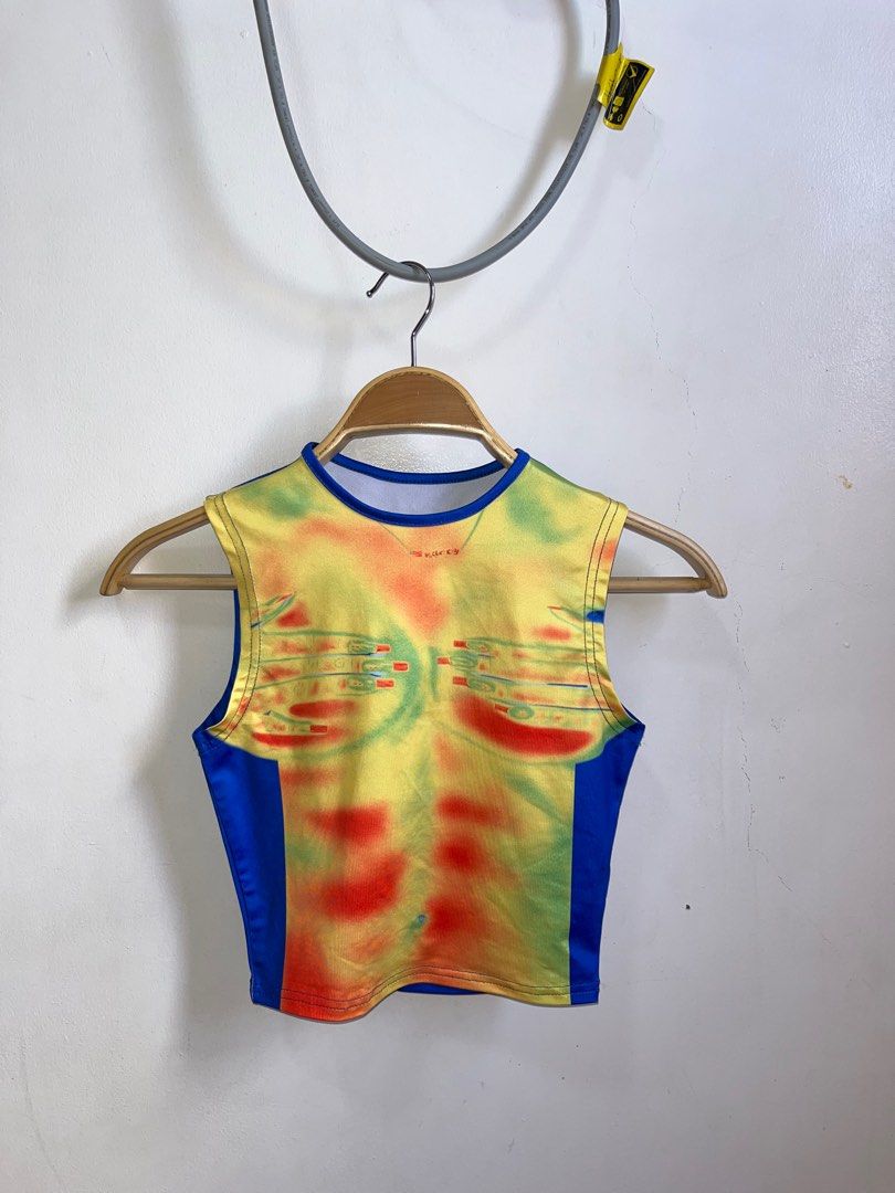 Y2K Rainbow Baddie Top, Women's Fashion, Tops, Sleeveless on Carousell