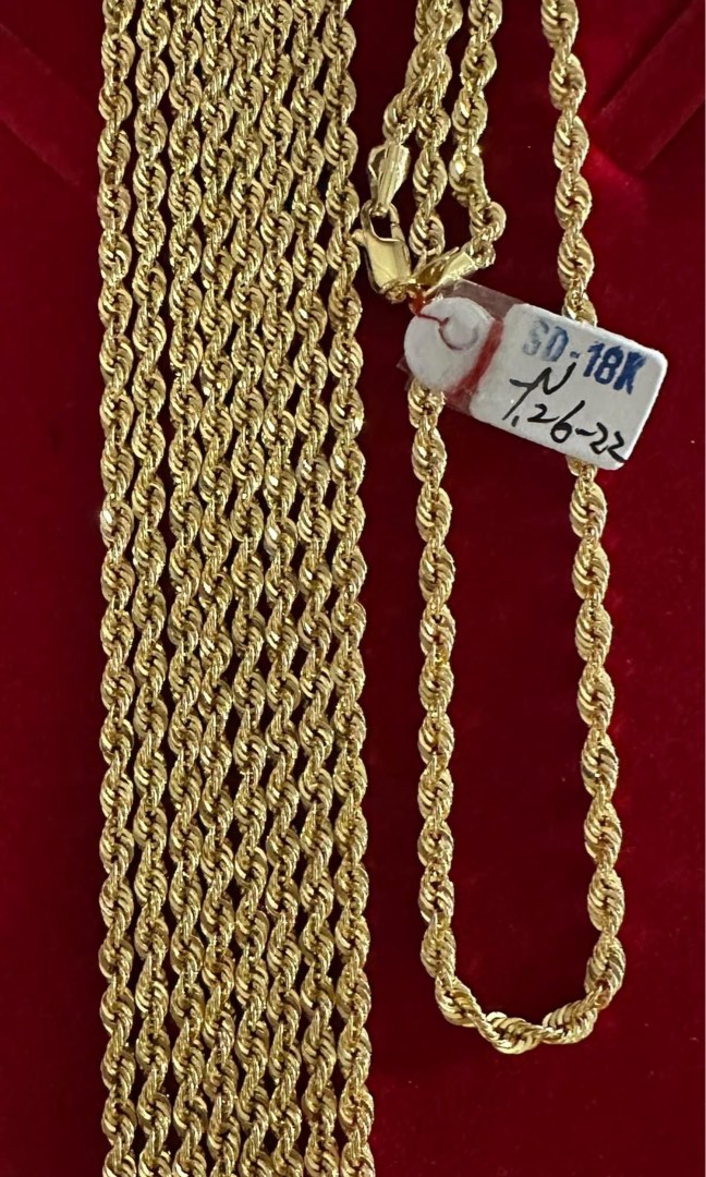 18K Saudi Gold rope necklace, Women's Fashion, Jewelry & Organizers ...