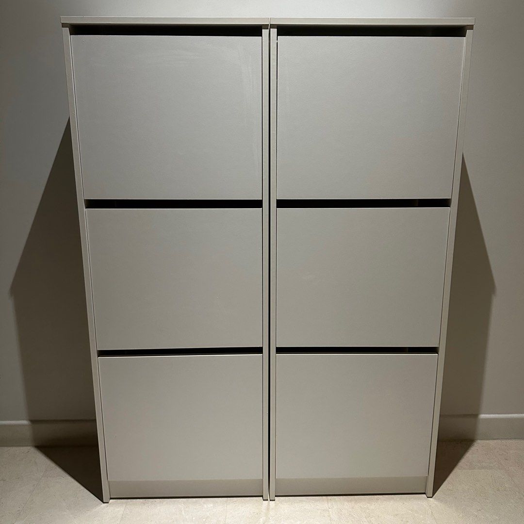 2x IKEA BISSA Shoe cabinet white storage shoe rack organiser ...