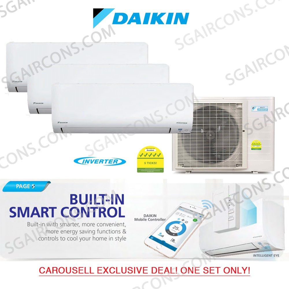 AIRCON SYSTEM 3 DAIKIN ISMILE INVERTER (SMART WIFI AIRCON), TV & Home ...