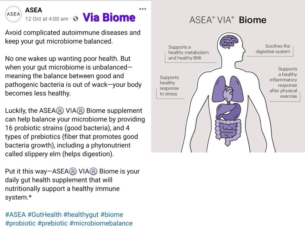 ASEA VIA BIOME, Health & Nutrition, Health Supplements, Vitamins ...