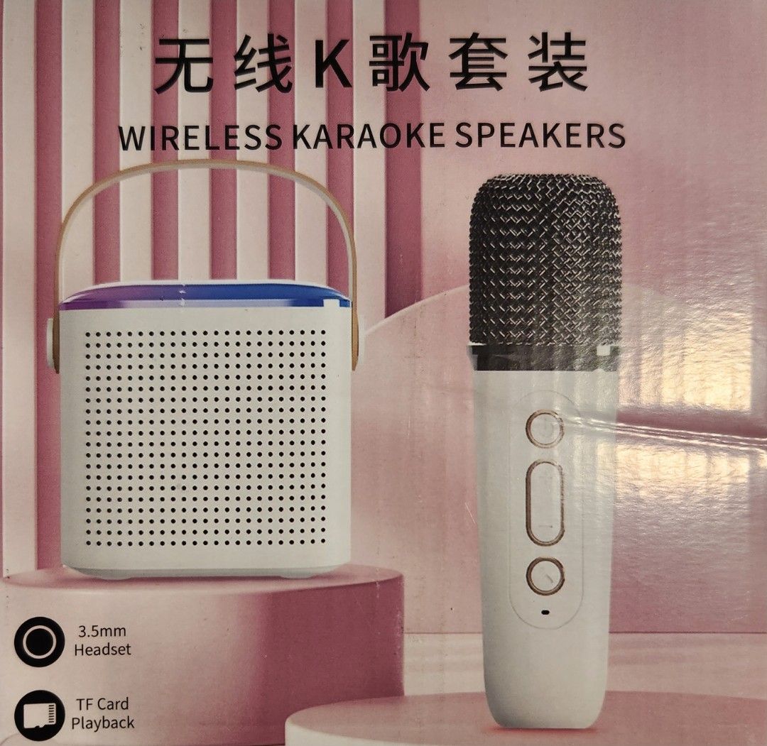 Bluetooth Wireless LED Karaoke Set Pink, Audio, Portable Music Players ...
