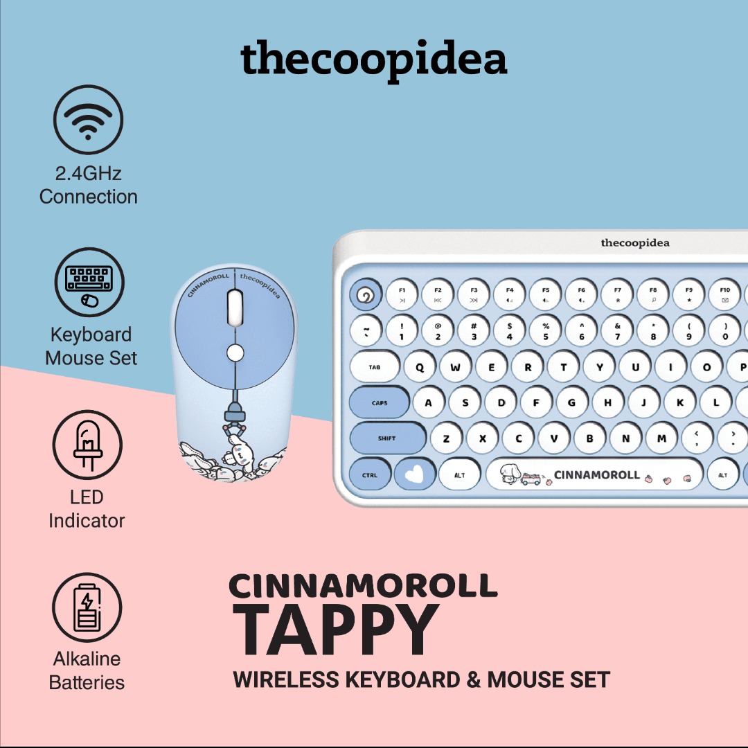 BNIB thecoopidea Sanrio TAPPY Wireless Keyboard Set - Cinnamoroll ...