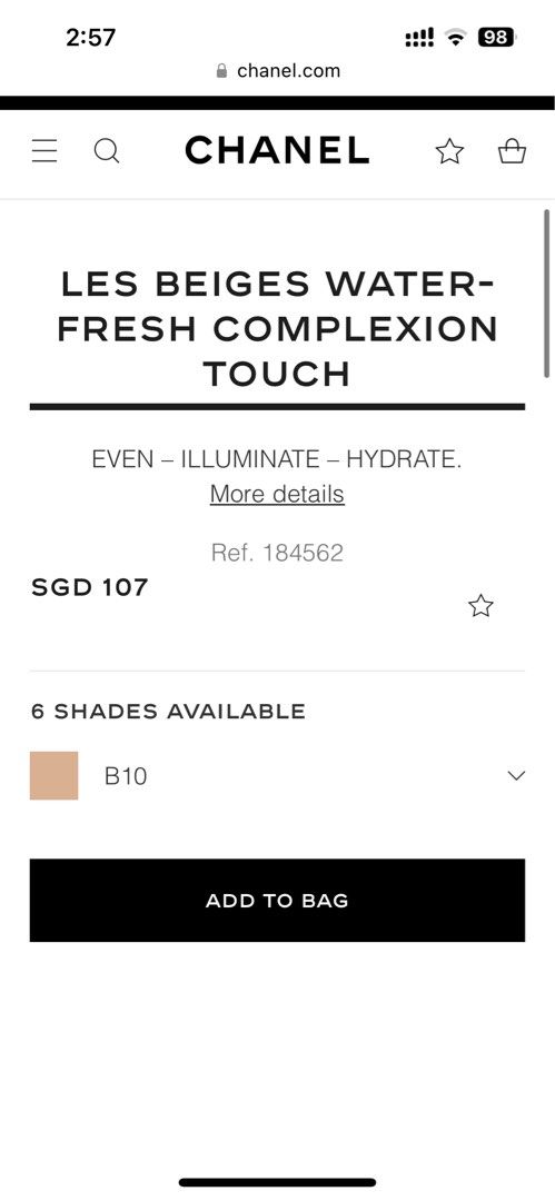 Chanel Water-Based Foundation (LES BEIGES WATER-FRESH COMPLEXION TOUCH ...