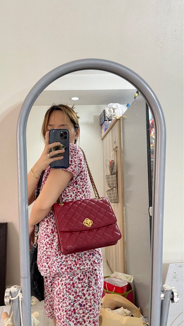 CLN RED CHAIN SLING BAG, Women's Fashion, Bags & Wallets, Cross-body ...