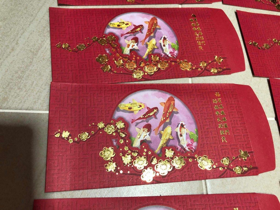 CNY Red Packet Fish and Gold Flower, Hobbies & Toys, Stationery & Craft ...